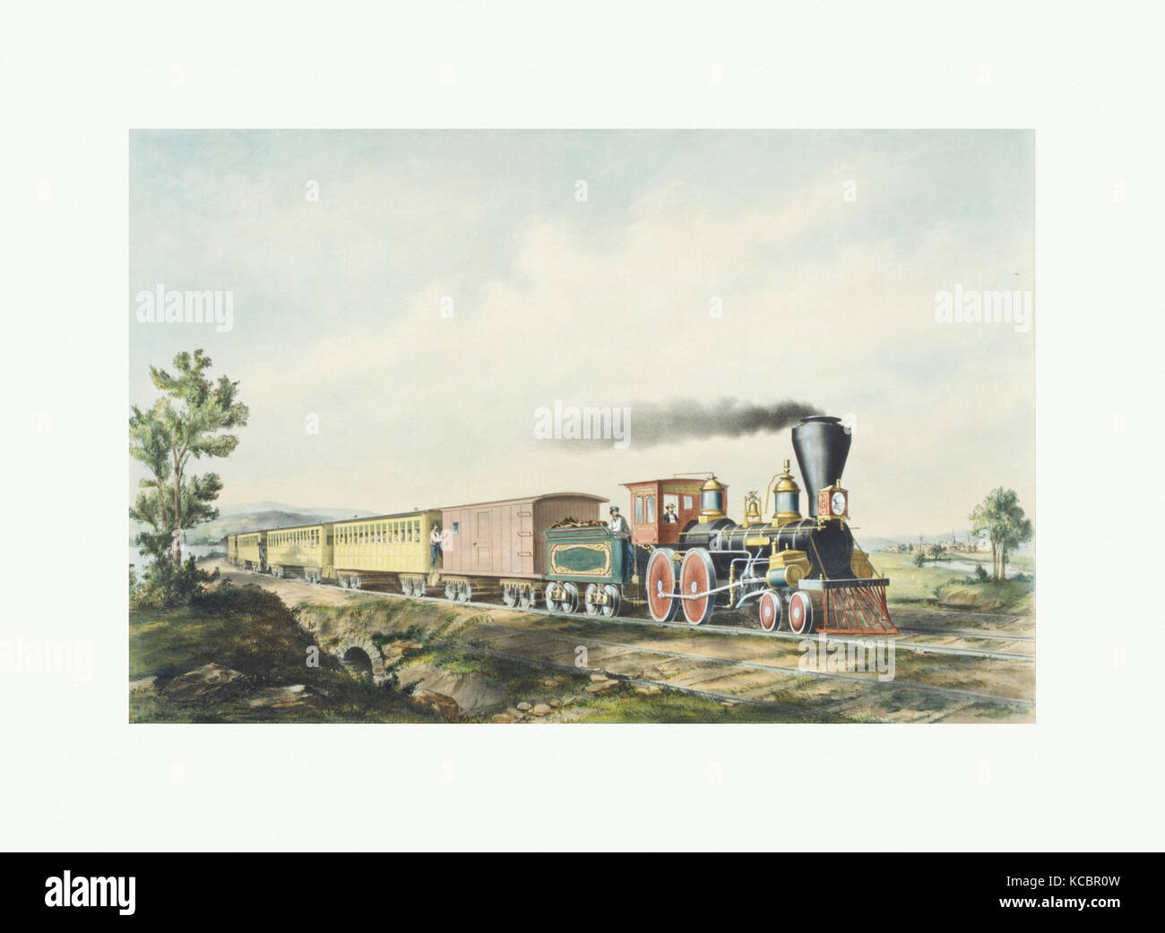 Express Train, 1859, Hand-colored lithograph, image: 17 11/16 x 26 11/ ...