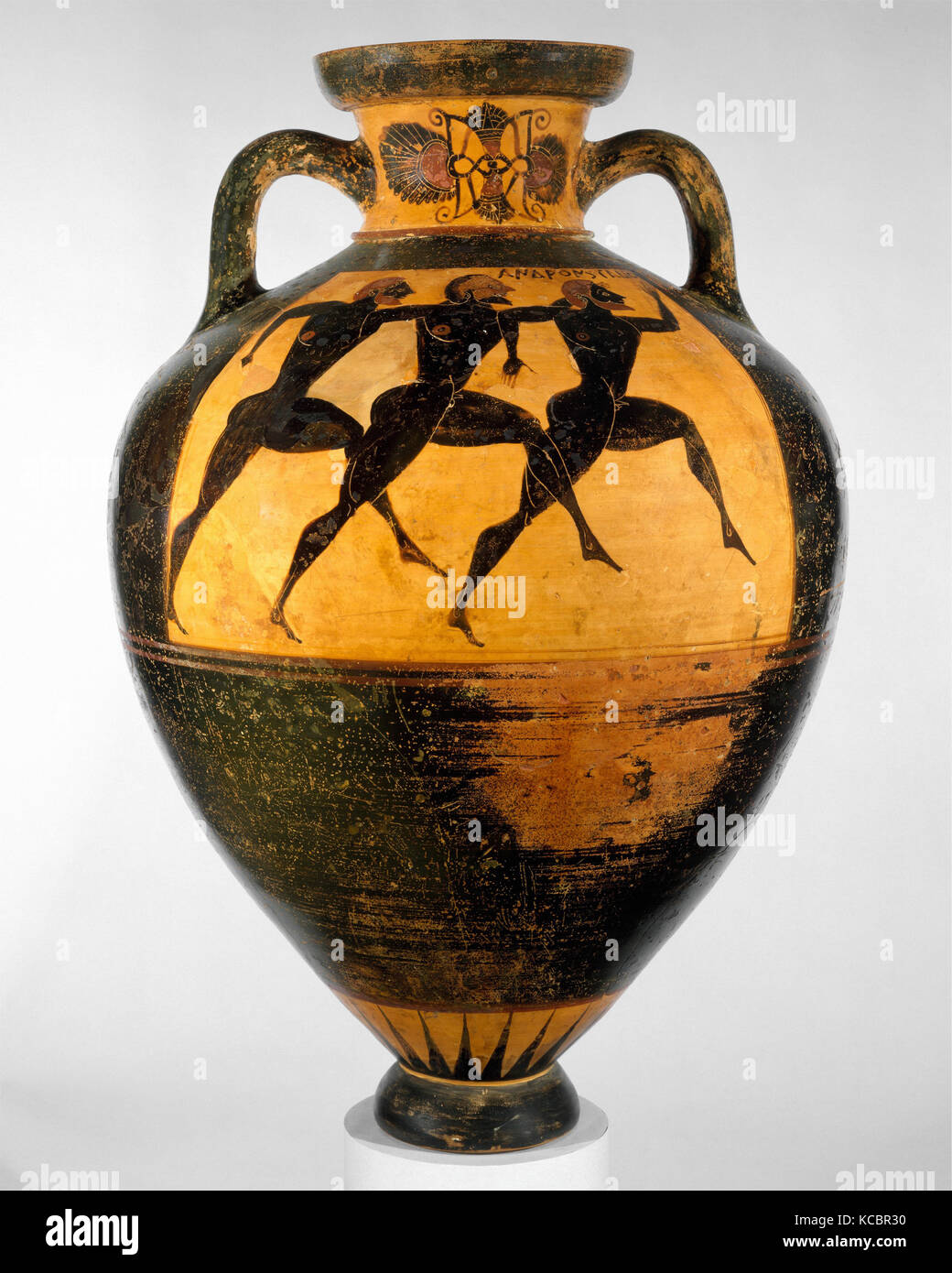 Terracotta Panathenaic prize amphora (jar), ca. 560–550 B.C Stock Photo ...