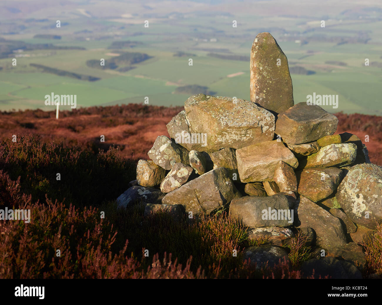 Summit cairn in the Northumberland Countryside, Simonside near Rothbury ...