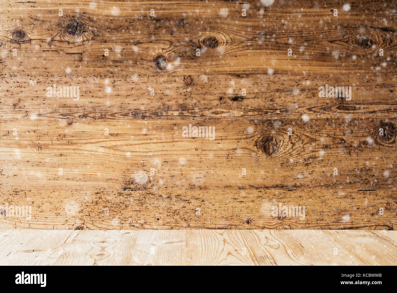 Rustic Wooden Texture With Snowflakes, Background With Copy Space Stock ...