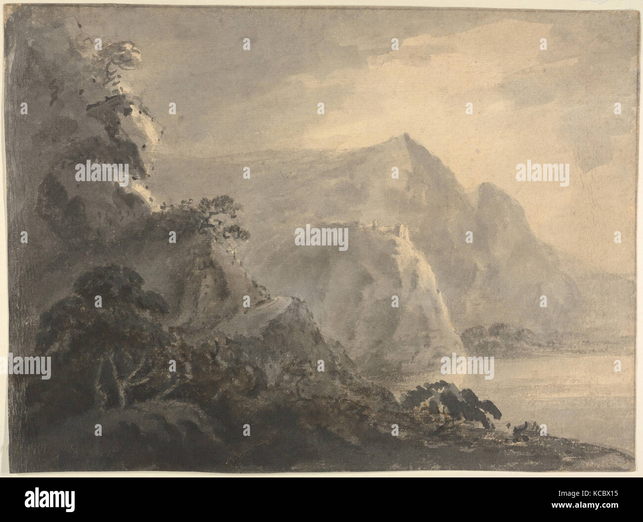 Landscape with Hill, Lake and Figures, William Gilpin, 18th century ...