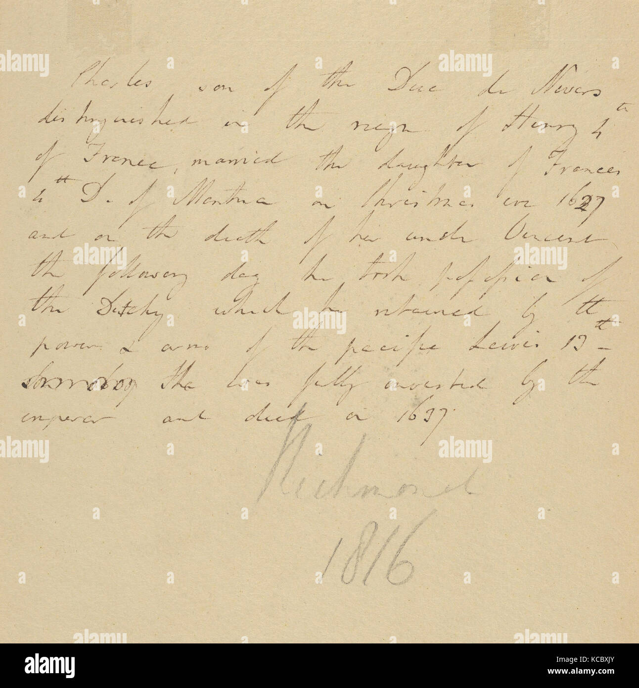 Charles de Gonzague, Duc de Nevers, attached letter, Thomas de Leu ...