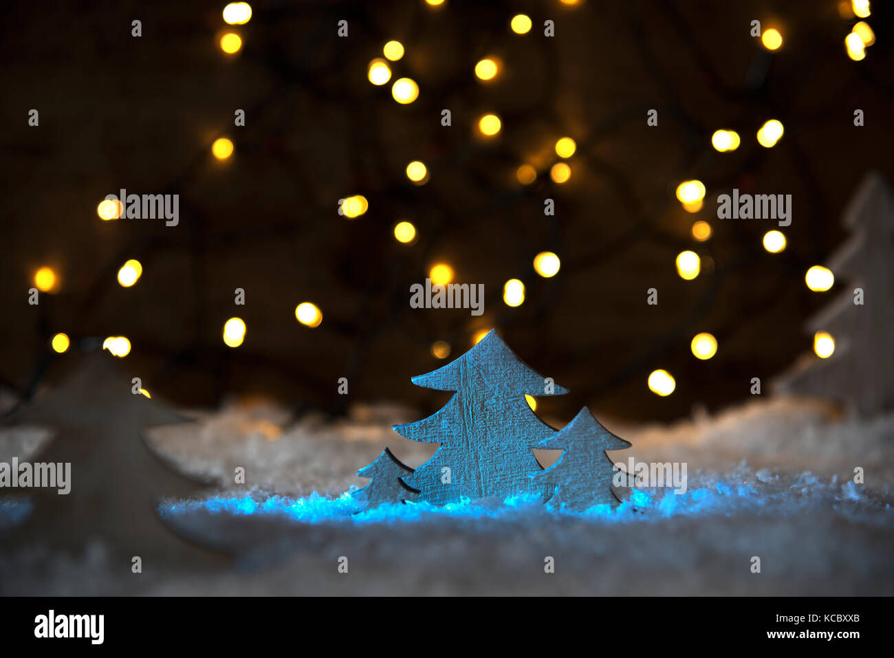 Christmas tree lights snow hi-res stock photography and images - Alamy