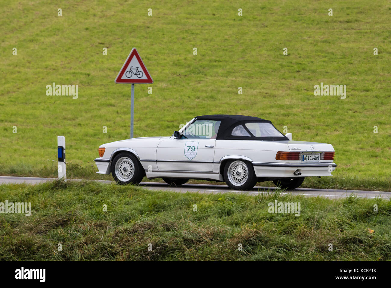 Augsburg, Germany - October 1, 2017: Mercedes-Benz 280 SL oldtimer car ...
