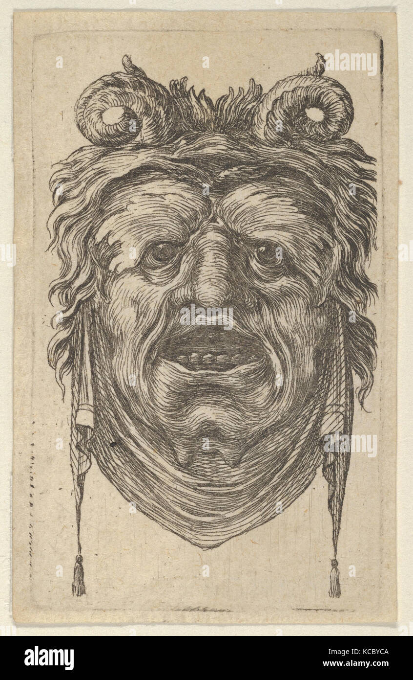 Satyr Mask with Curled Horns, Leafy Eyebrows and a Cloth Hanging ...