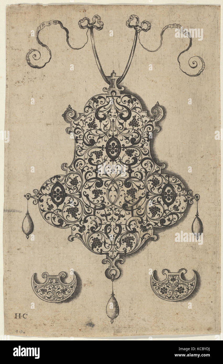 Design for the Verso of a Pendant with Grapevines Above Axe-Shaped ...