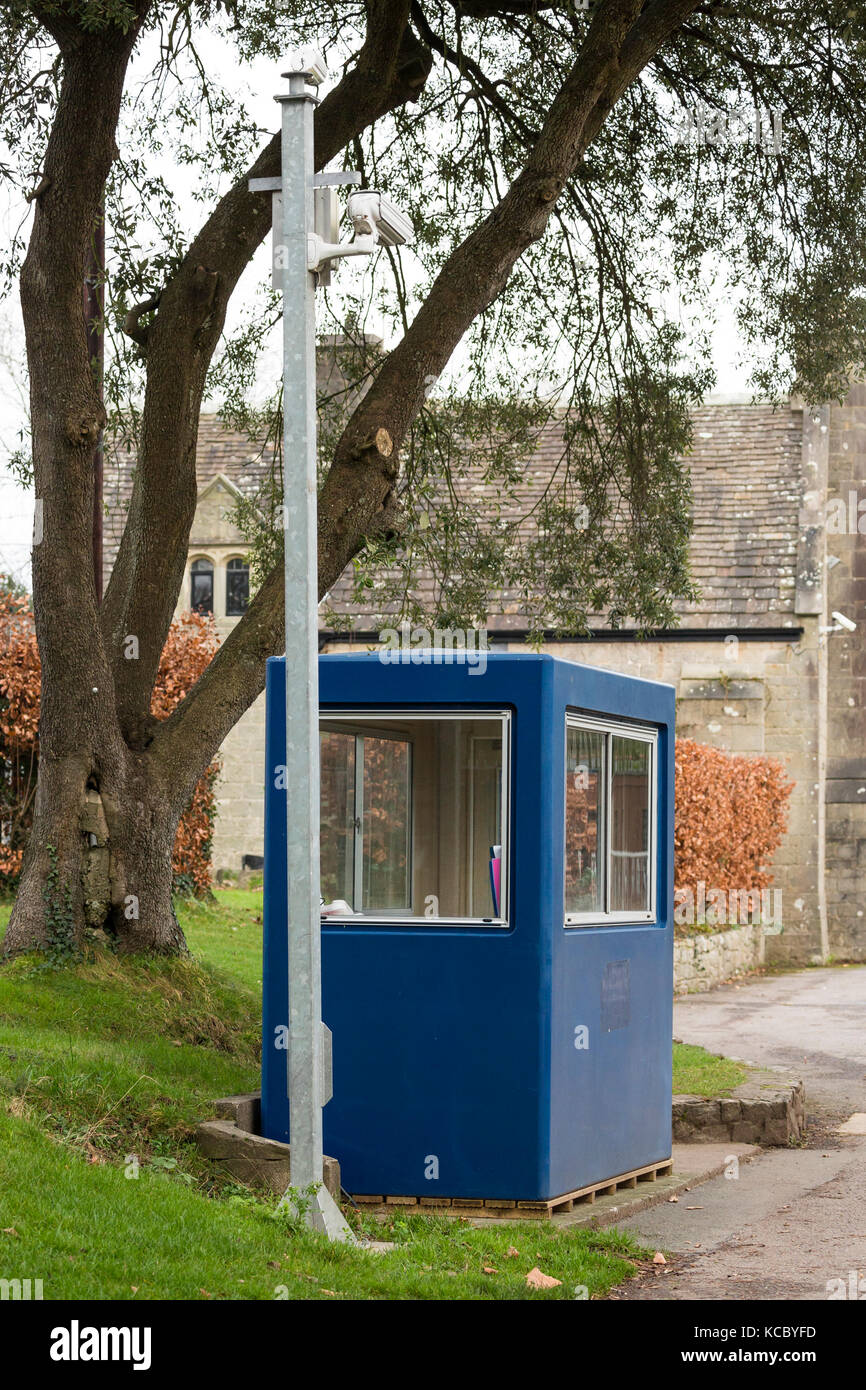 small blue security hut by camera in rural location Stock Photo - Alamy