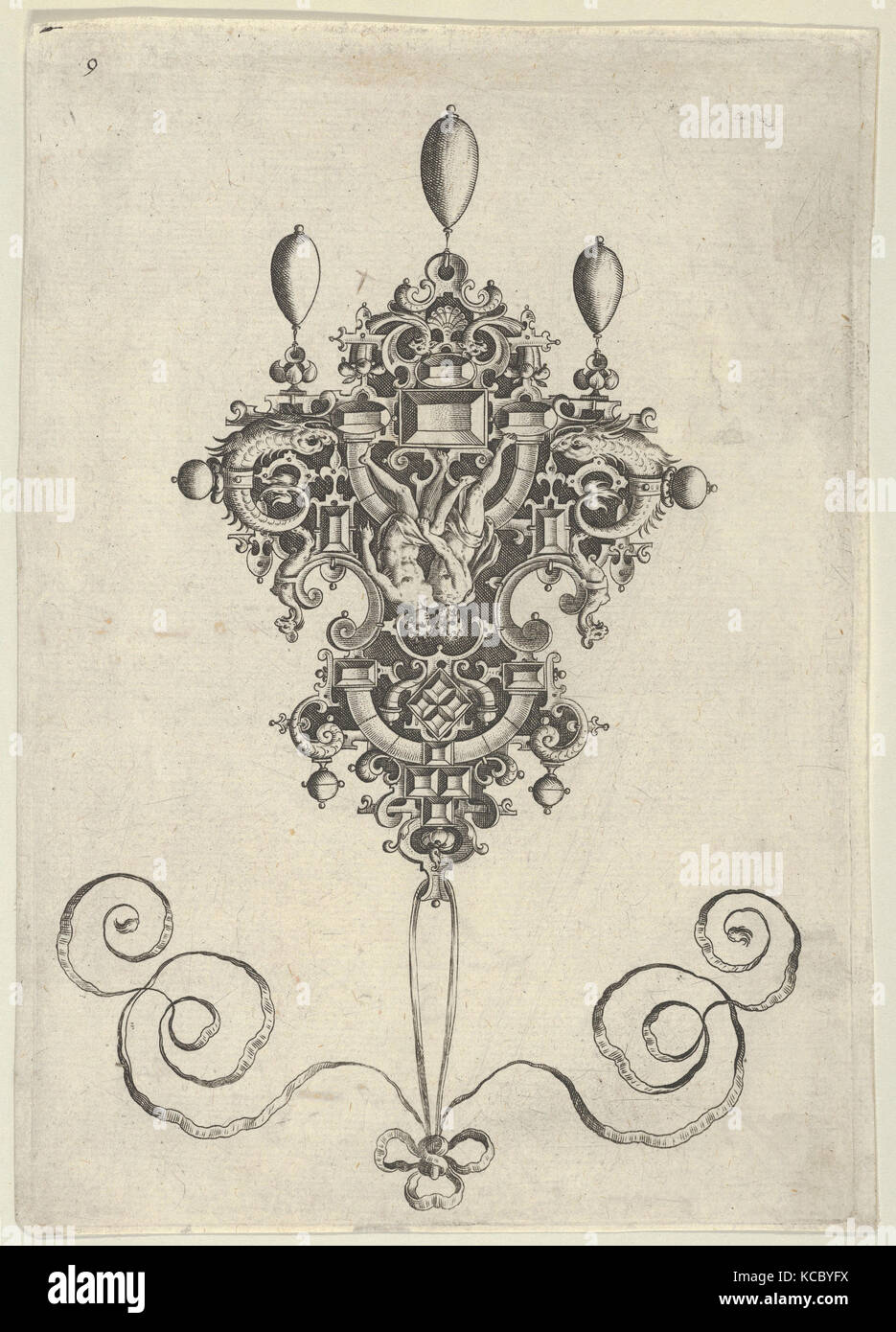 Pendant Design with a Couple at Center, Jan Collaert I, after 1581 ...