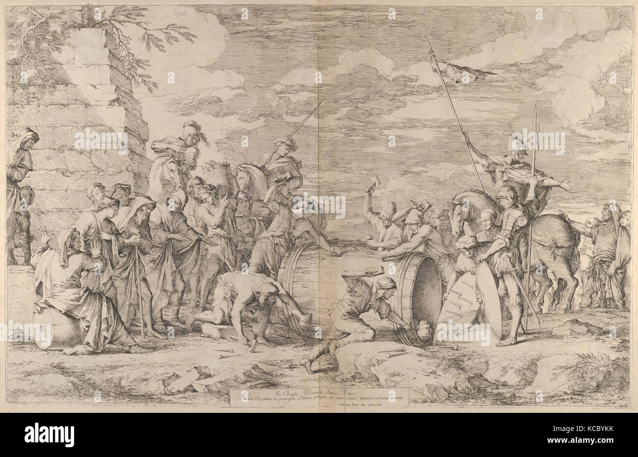 The death of Marcus Atilius Regulus, showng being nailed into a tub by ...