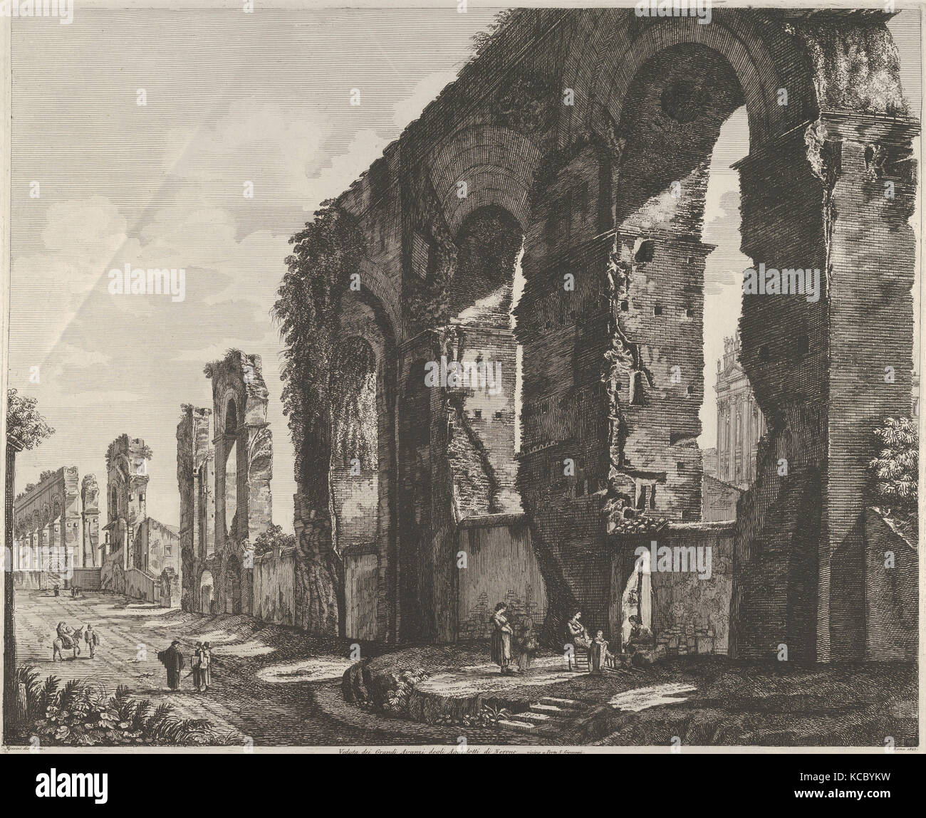 View of Nero's aqueduct, Rome, 1823, Etching, sheet: 21 3/4 x 30 1/2 in ...