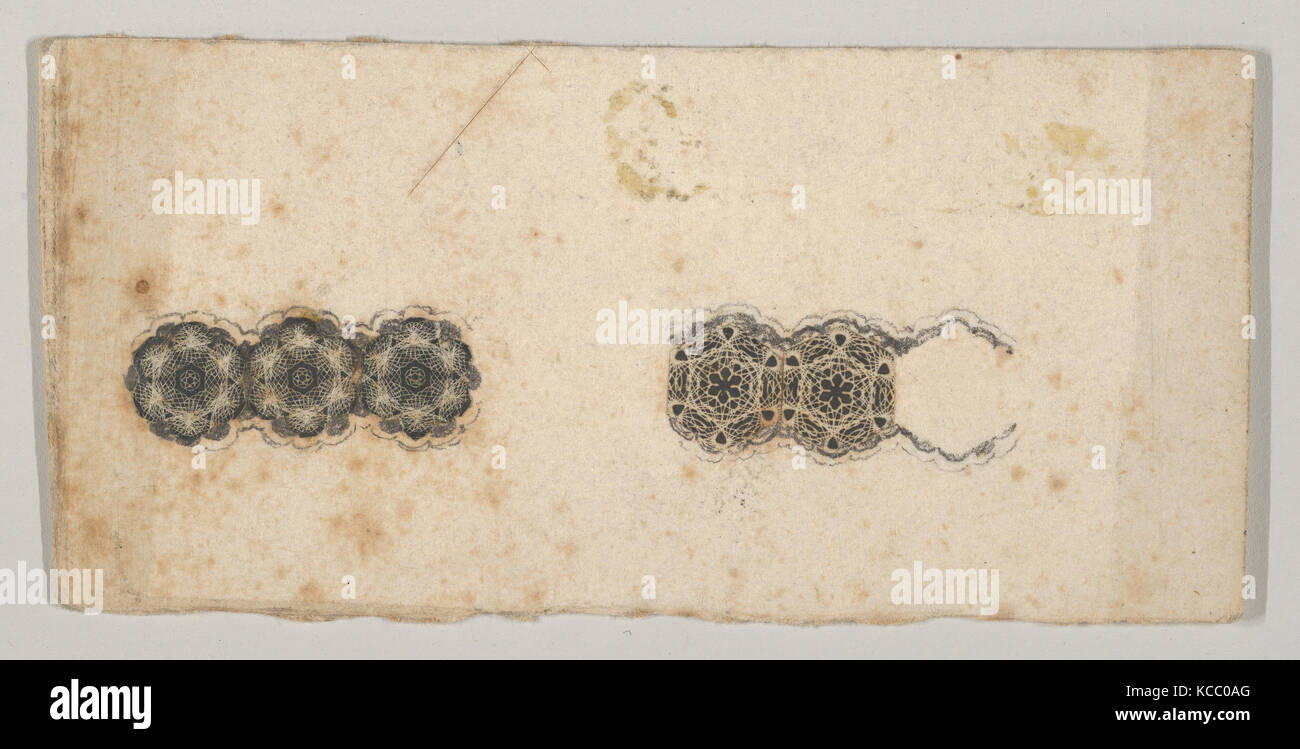 Banknote motif: two bands of ornamental lathe work resembling florets ...