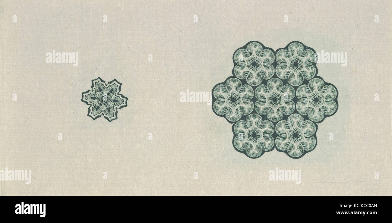Banknote motif: two six-lobed lathe work ornaments, Associated with ...