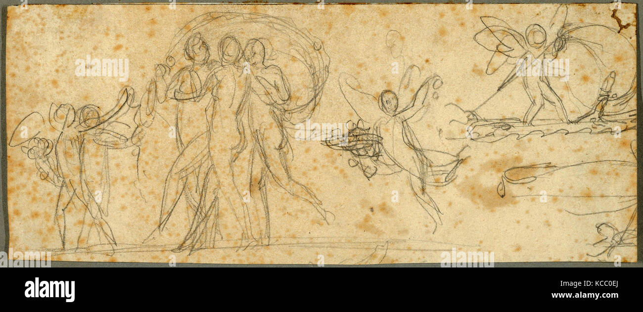 Drawings and Prints, Drawing, The Three Graces and Putti; verso ...