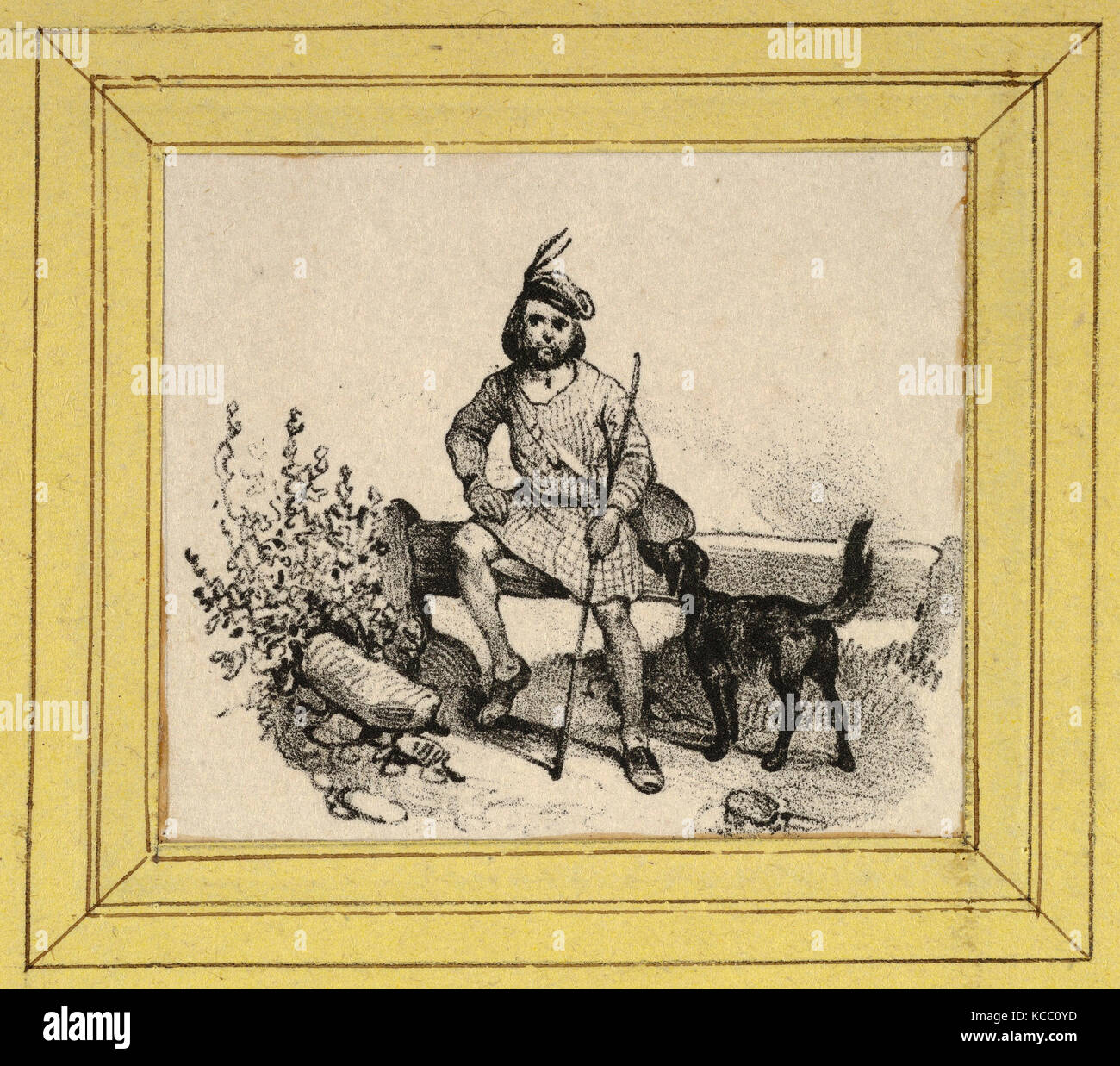 Drawings and Prints, Print, Man sitting with a dog, Artist, Victor Adam ...