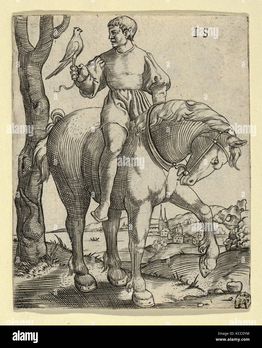 Drawings and Prints, Print, Man on Horseback holding a Falcon, Artist ...