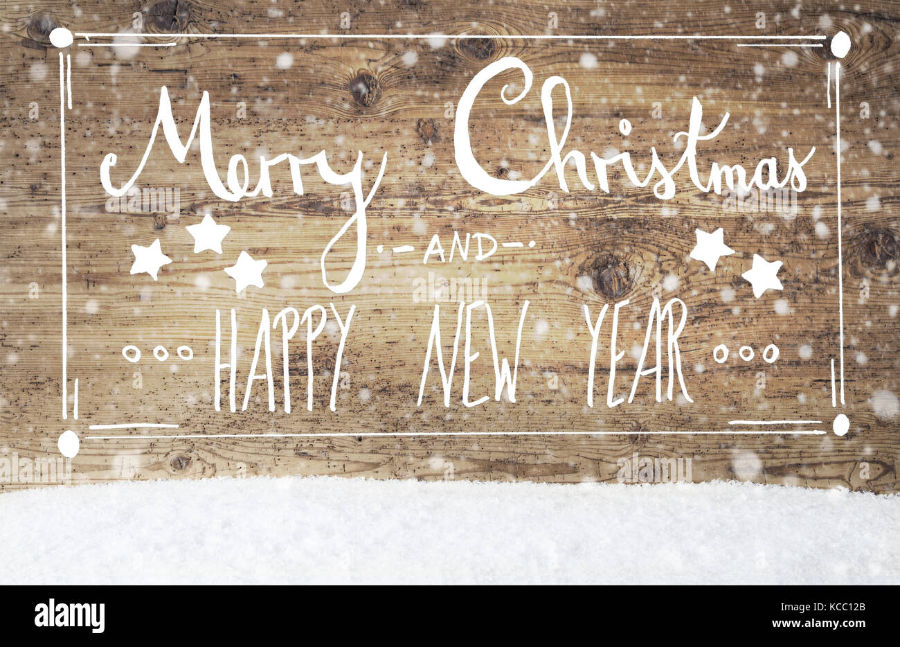 Calligraphy Merry Christmas And Happy New Year, Vintage Background ...