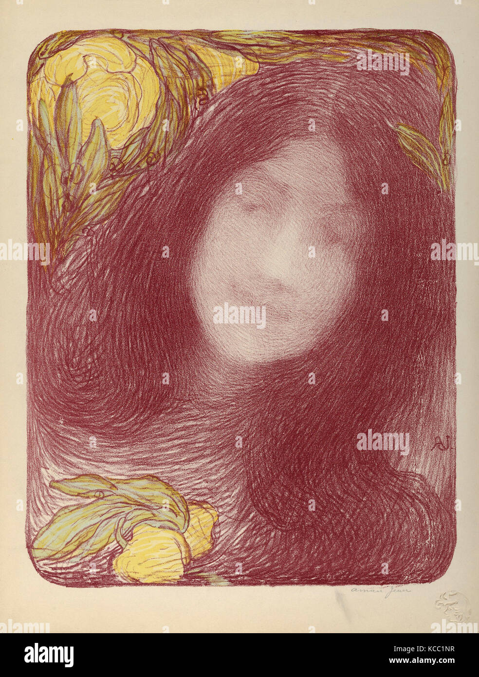 Drawings and Prints, Print, Woman's Head with Flowers, Artist, Edmond ...