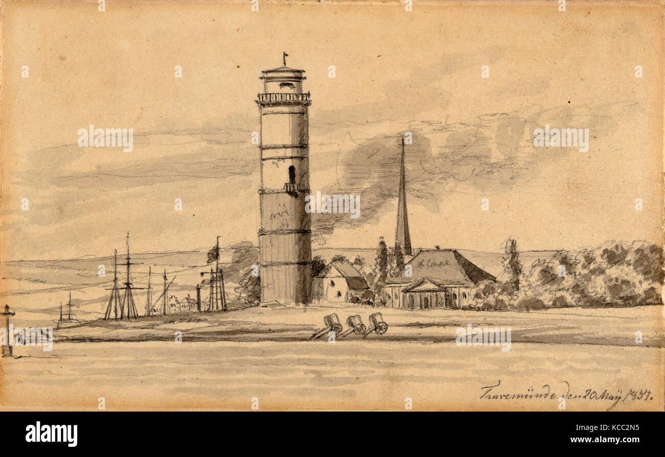 Drawings and Prints, Drawing, The Lighthouse of Travemünde Seen from ...
