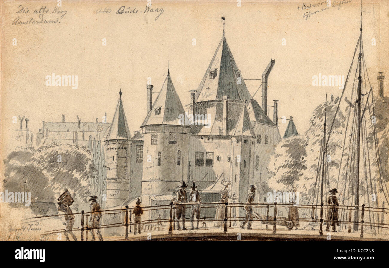 Drawings and Prints, Drawing, The Oude Waag in Amsterdam Seen from the ...