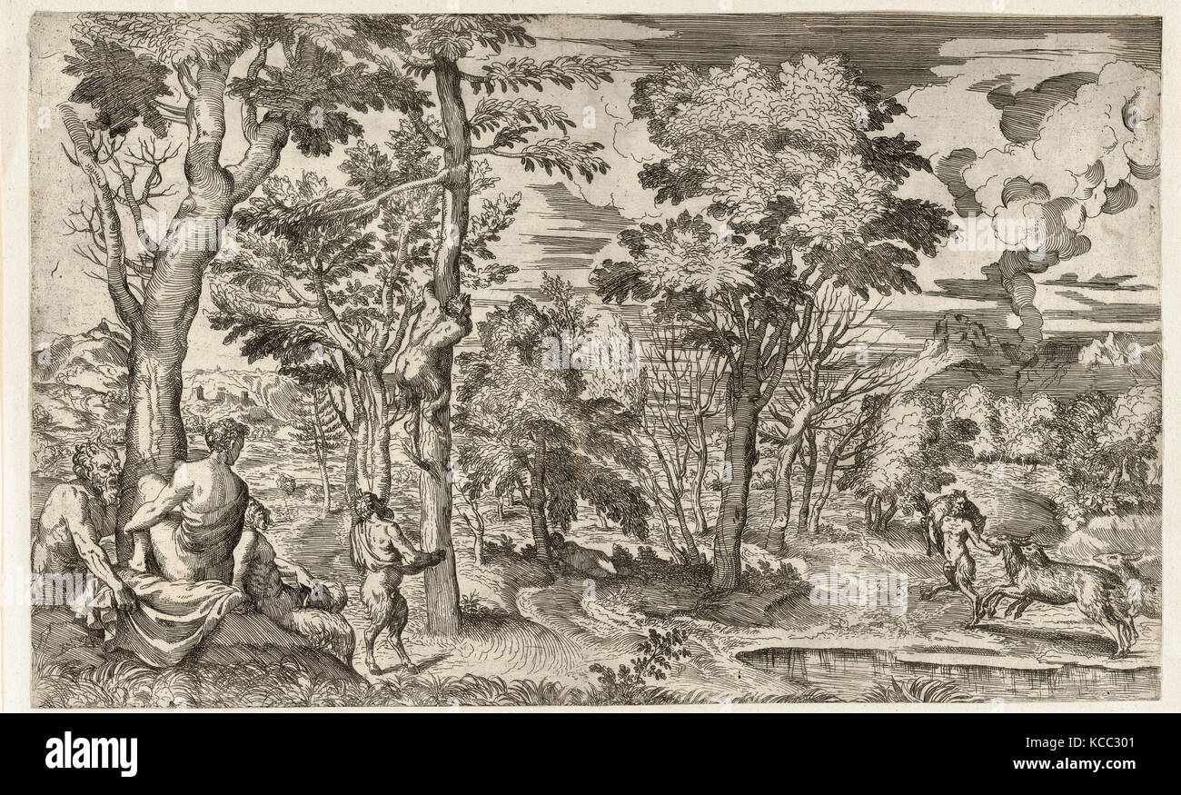 Drawings and Prints, Satyrs in a Landscape (after Titian), Artist ...