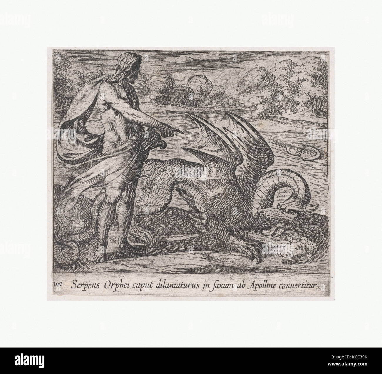Plate 100: Apollo Killing the Serpent Attacking Opheus's Head (Serpens ...