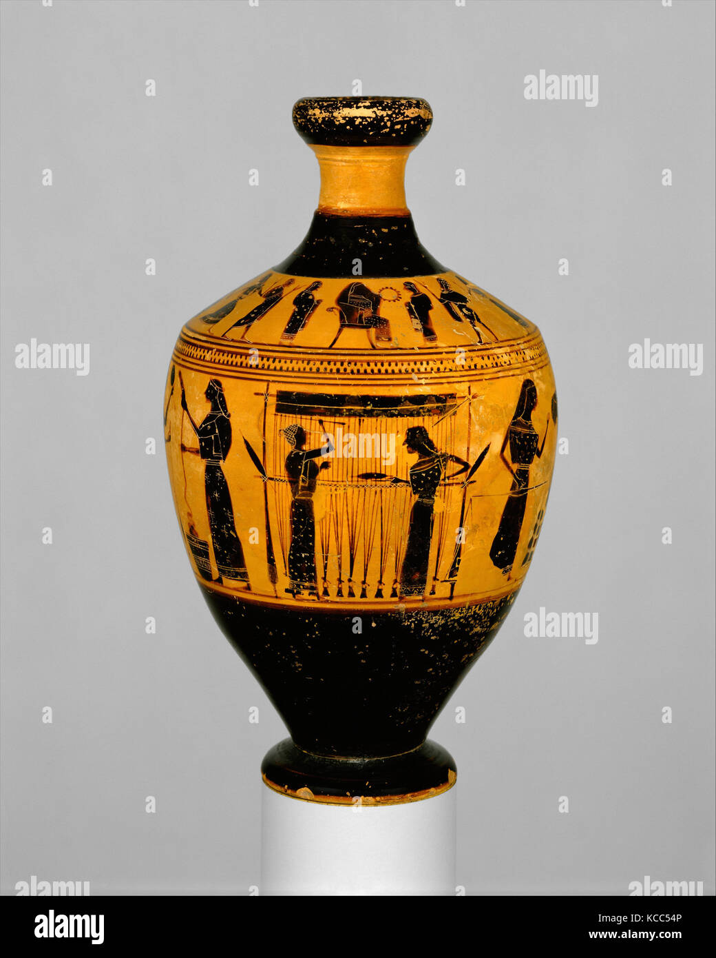 Terracotta lekythos (oil flask), Archaic, ca. 550–530 B.C., Greek ... Terracotta lekythos (oil flask), Archaic, ca. 550–530 B.C., Greek ...