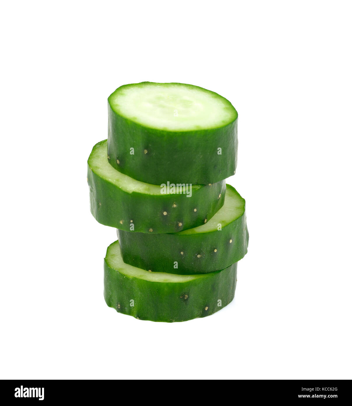 Sliced Cucumber in Stack isolated on white background Stock Photo - Alamy