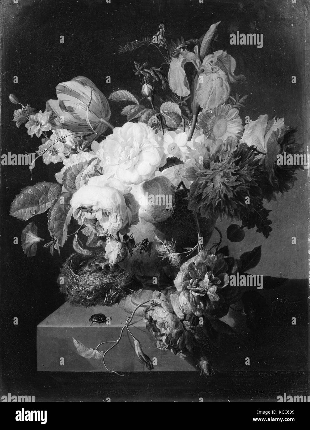Flowers in a Stone Vase, 1786, Oil on wood, 19 1/2 x 15 1/8 in. (49.5 x ...