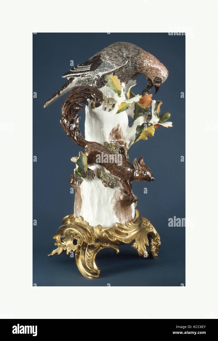Jay (one of a pair), 1740, German, Meissen, Hard-paste porcelain, gilt ...