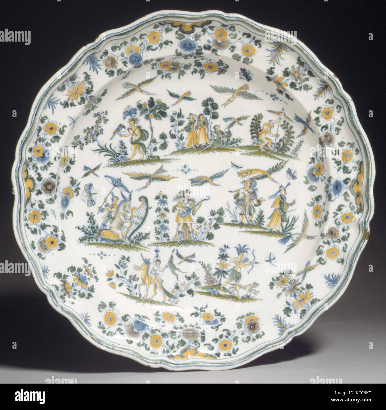 Dish, 18th century, French, Moustiers, Faience (tin-glazed earthenware ...