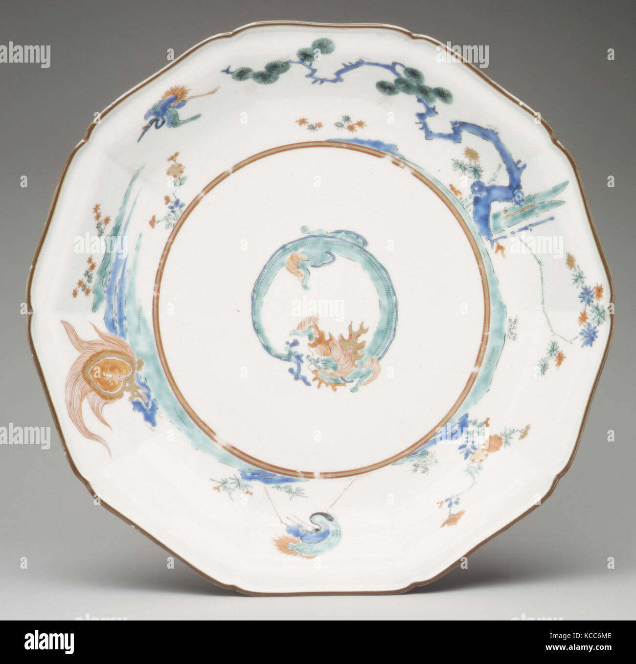 Hard paste porcelain painted with colored enamels over transparent ...