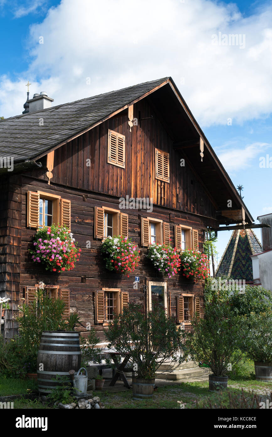 View of a Traditional Alpine Building in Attersee Stock Photo - Alamy