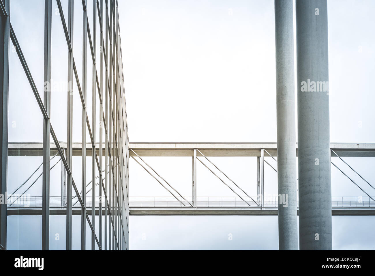 modern architecture glass facade, steel bridge - Berlin, Government ...