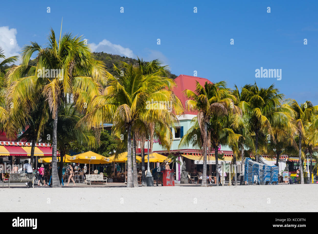 Sea front shops at the Great Bay beach, Philipsburg, St Maarten Stock ...