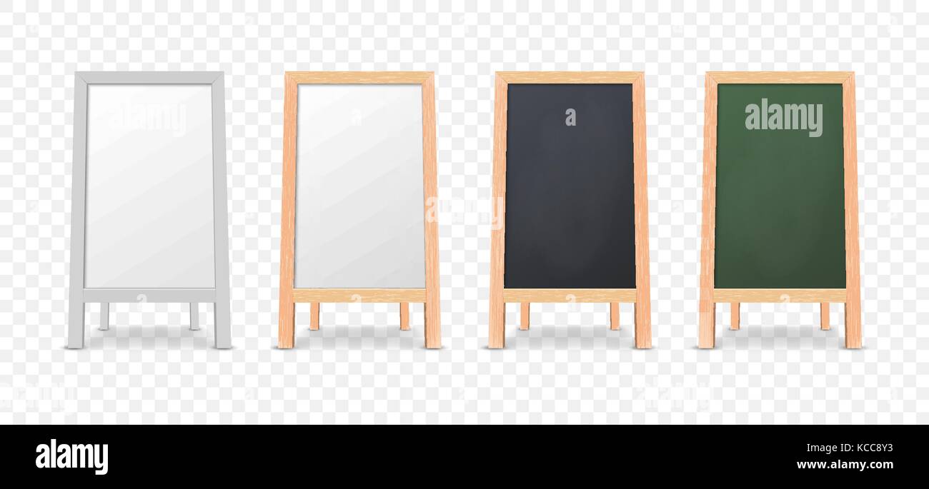 Realistic menu announcement board icon set isolated on transparent ...