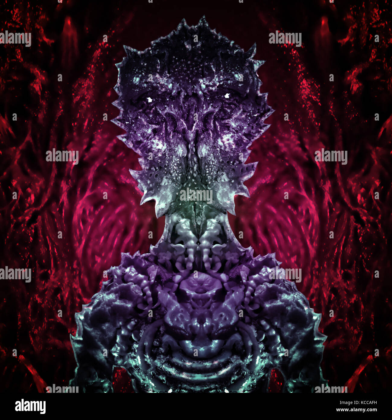 Alien martian astronaut sits inside his ship in bionic suit. Science ...