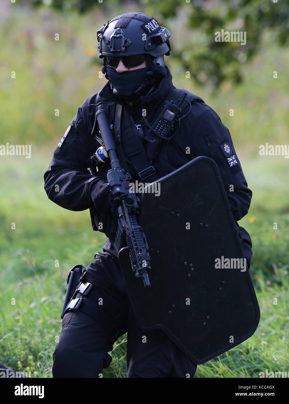Police officers taking part in a counter-terrorism exercise responding ...