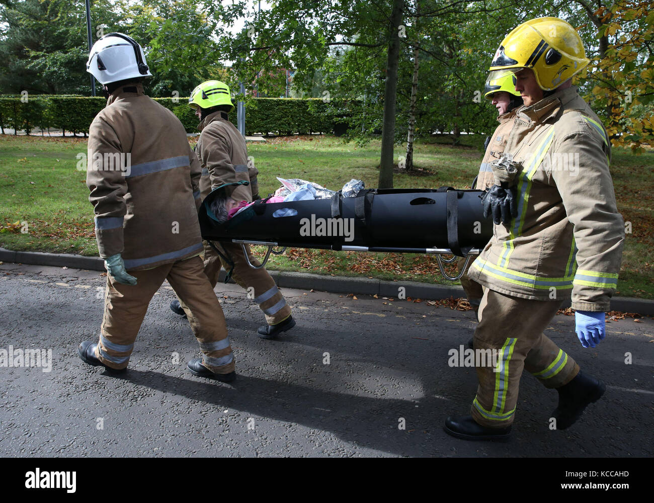Fire Brigade personnel taking part in a counter-terrorism exercise ...