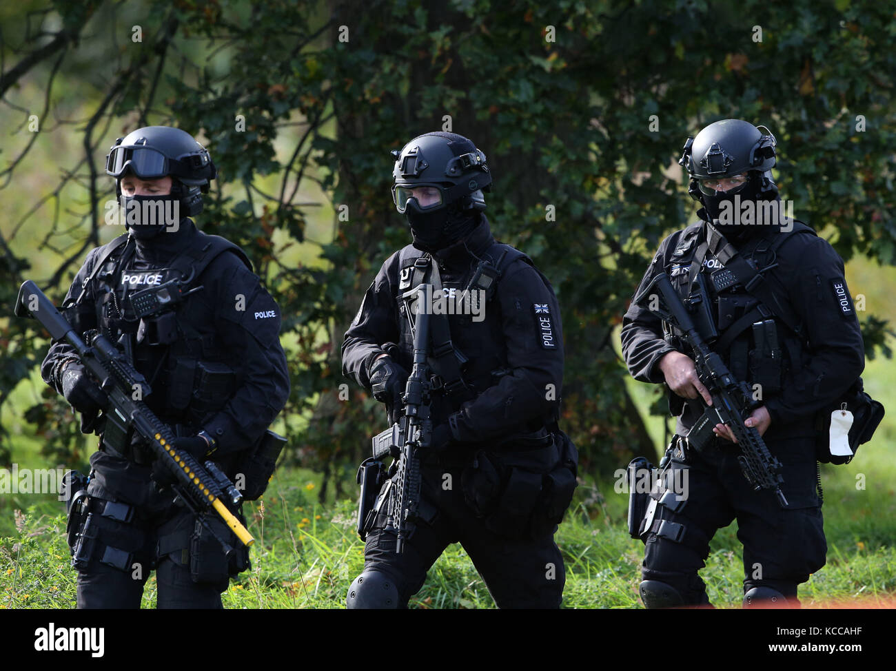 Police officers taking part in a counter-terrorism exercise responding ...