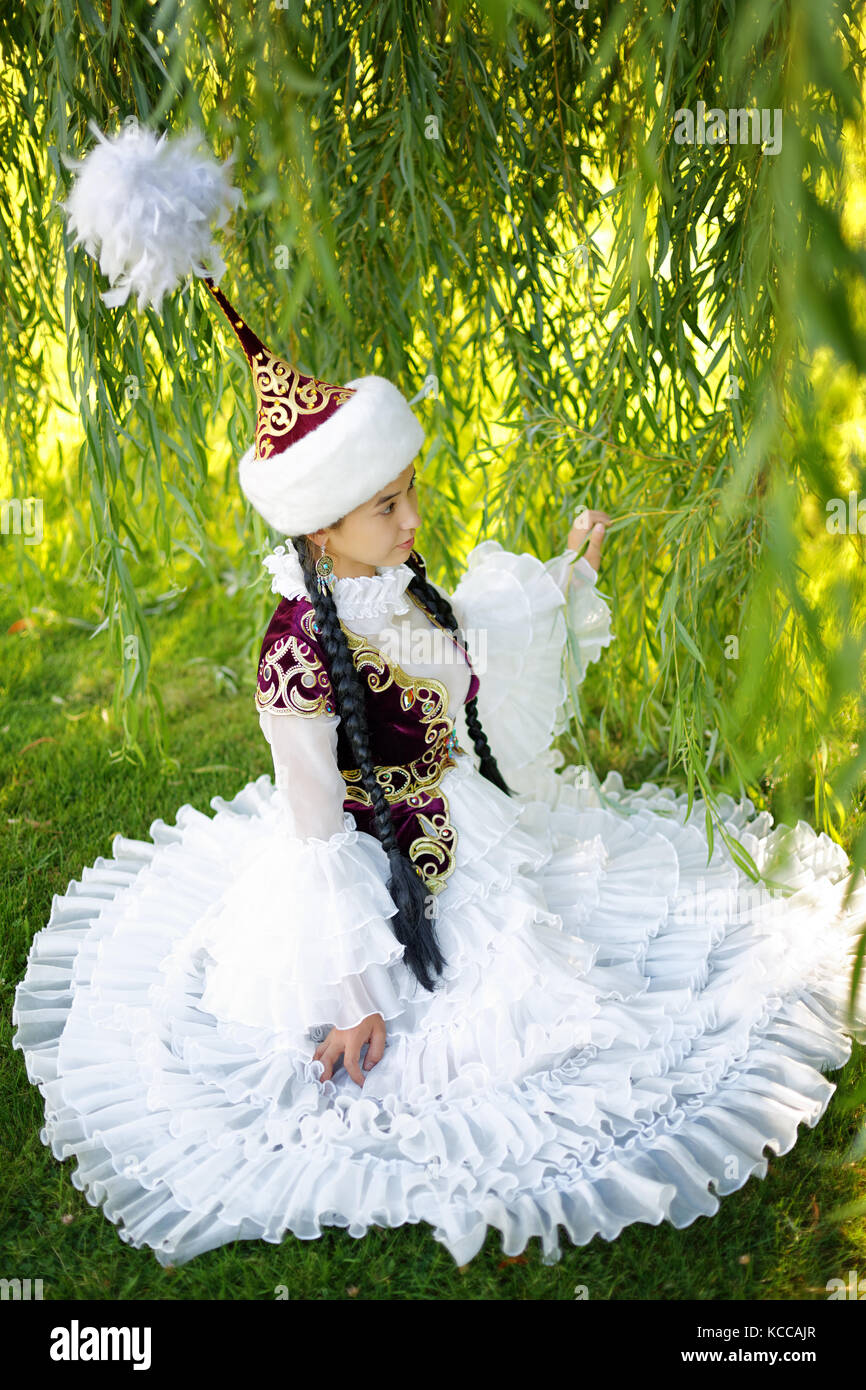 beautiful kazakh woman in national costume Stock Photo - Alamy