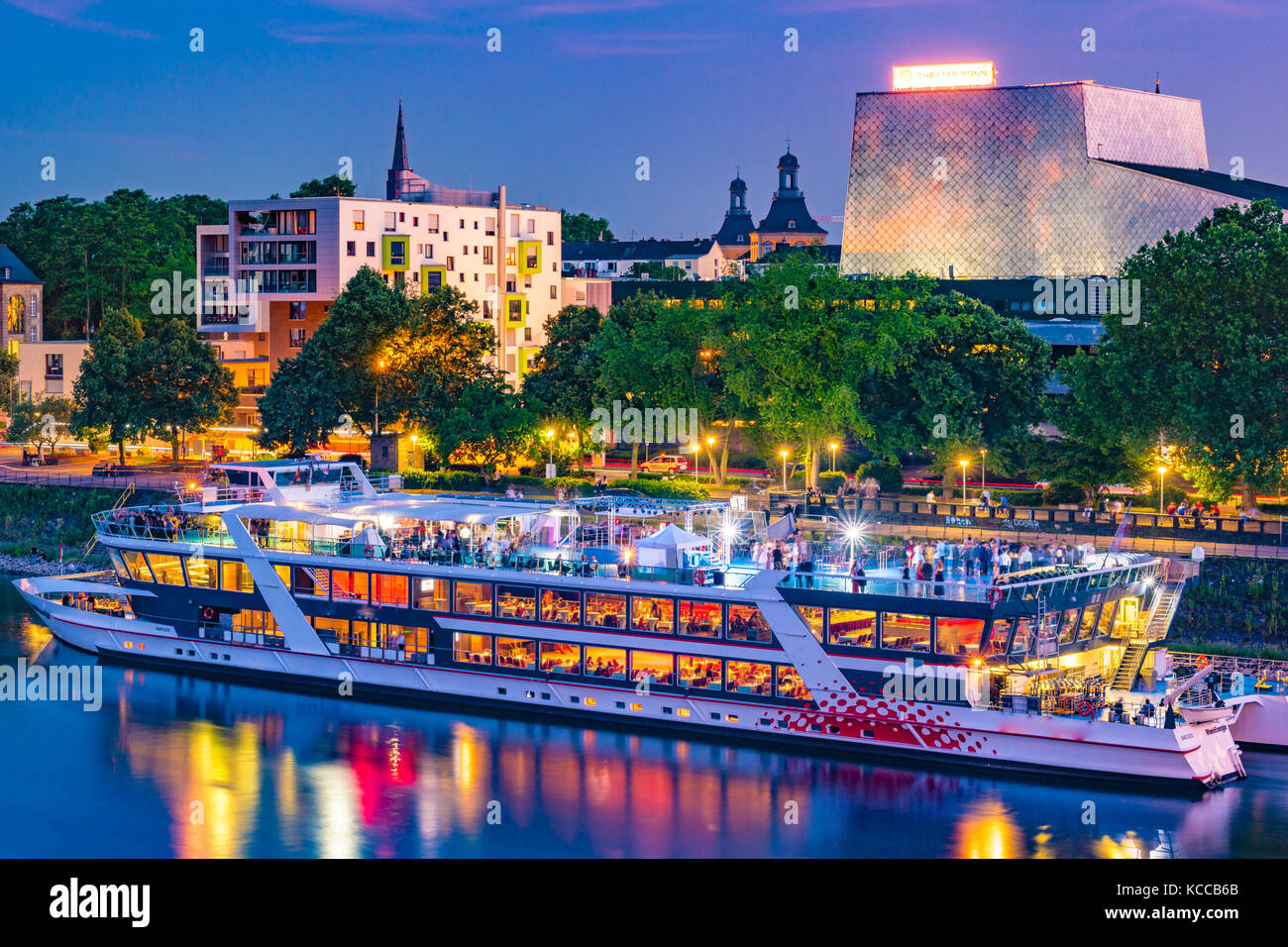 Skyline of Bonn, Germany. Beautiful night shot of great german city ...