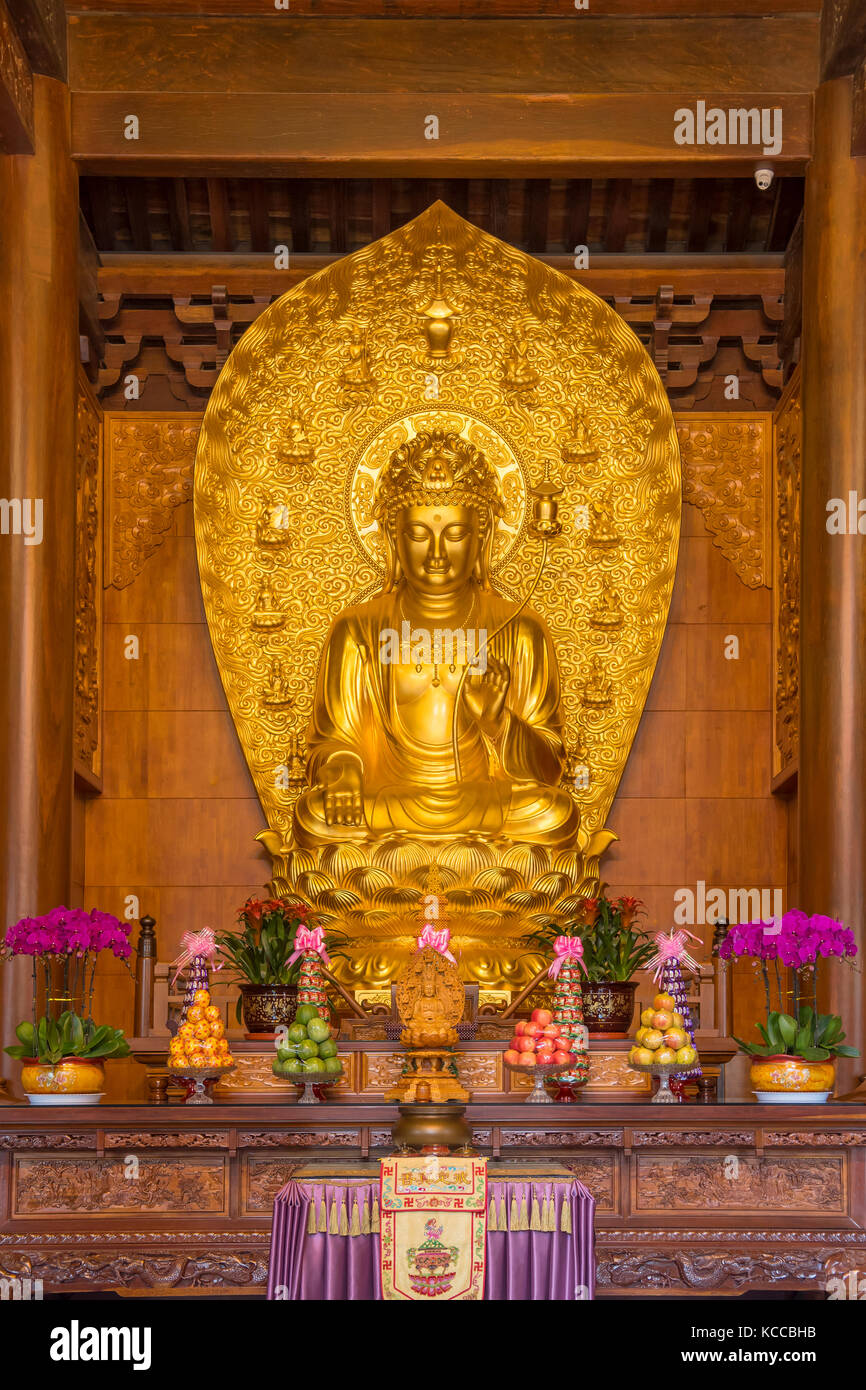 Buddha in Tusita Palace at Wild Goose Pagoda, Xi'an, China Stock Photo ...