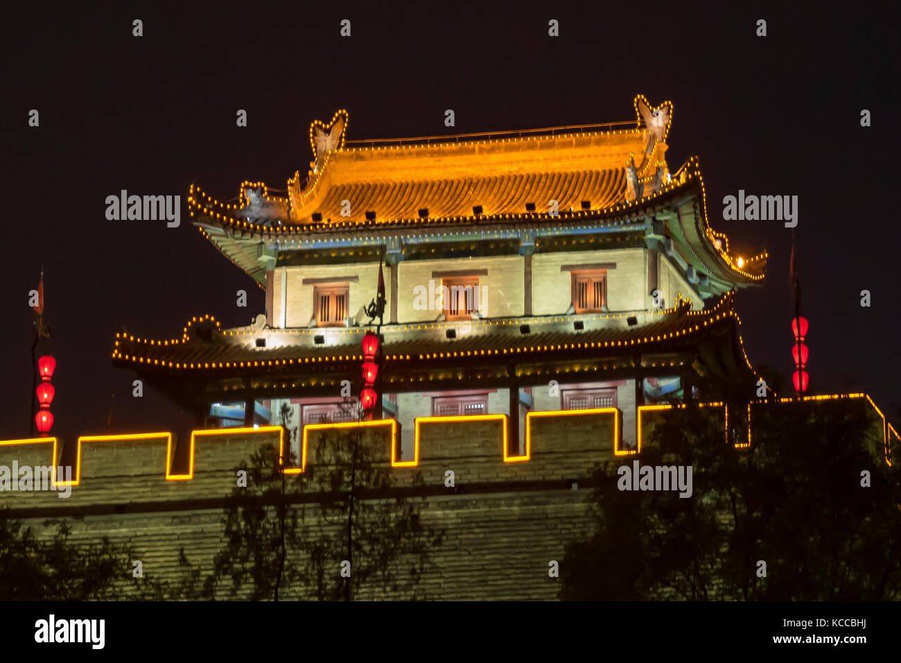 City Wall at Night, Xi'an, China Stock Photo - Alamy