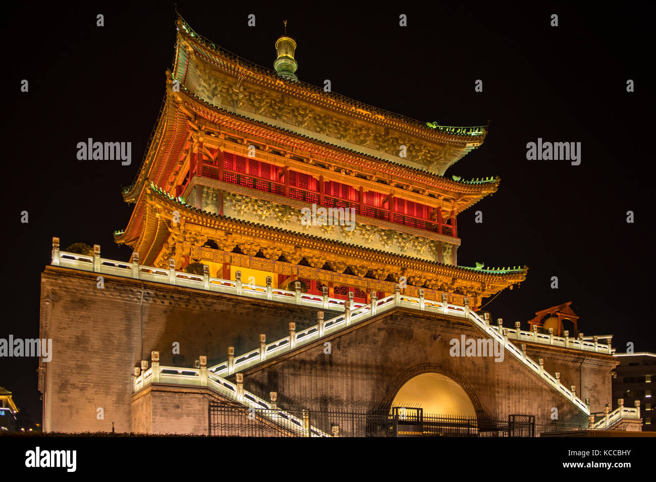 Bell Tower at Night, Xi'an, China Stock Photo - Alamy