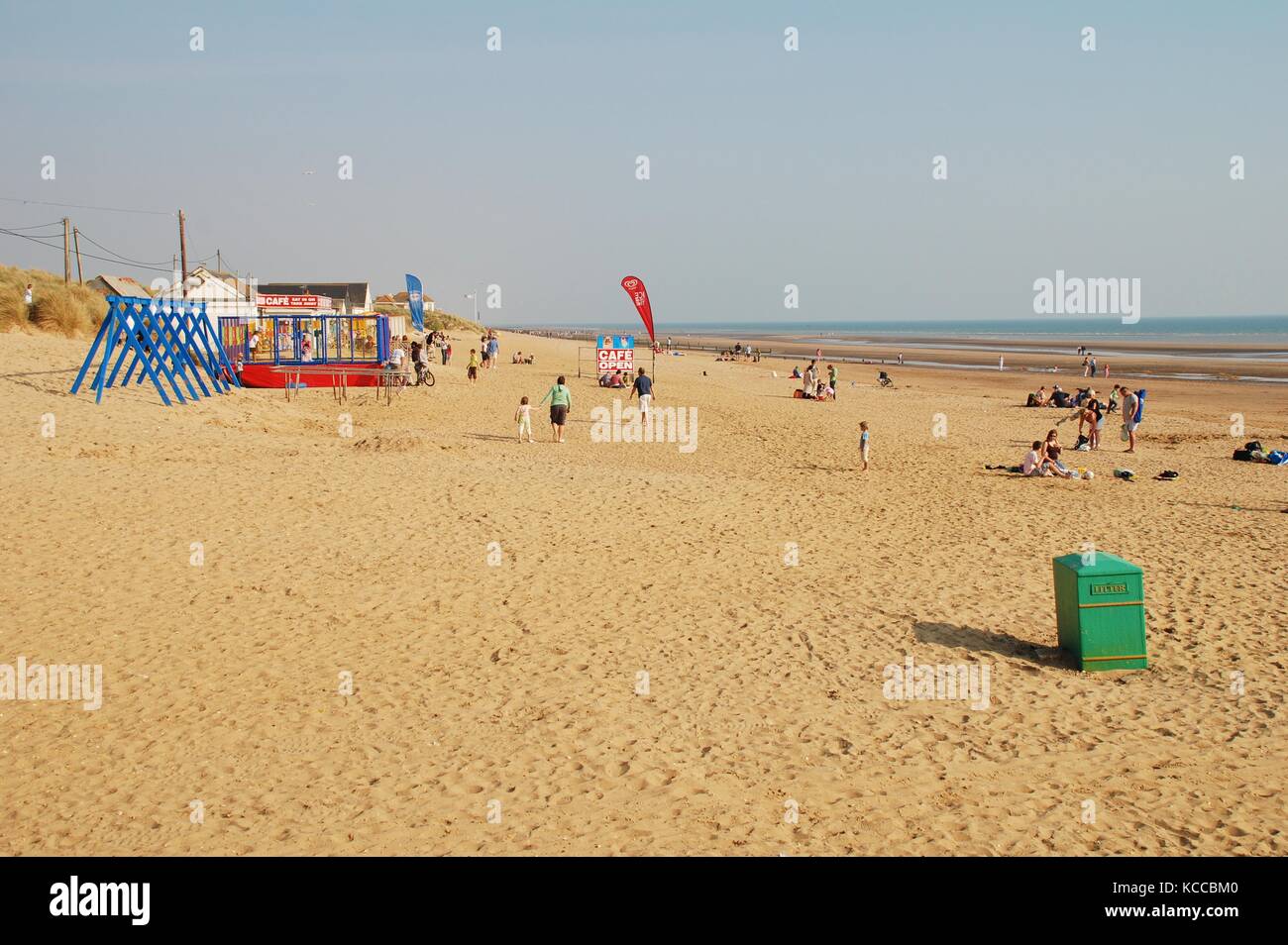 The sandy beach at Camber Sands in East Sussex, England on September 29 ...