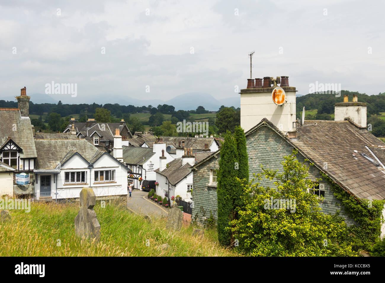 The village of Hawkshead in Cumbria. The village is a popular ...