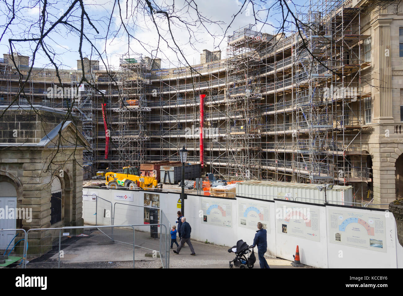 Restoration work underway at The Crescent, Buxton, Derbyshire. The ...