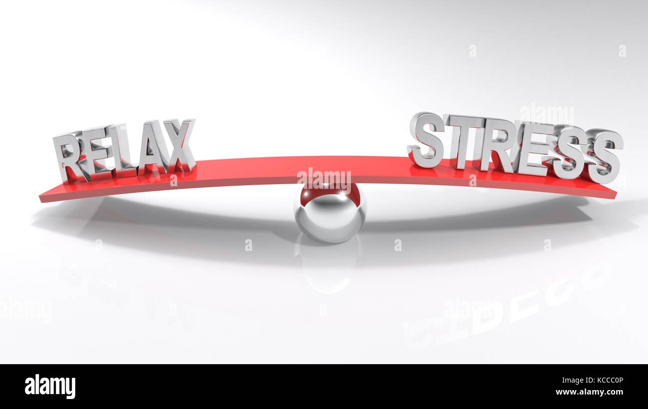 Relax and stress on a balanced surface - 3D rendering Stock Photo - Alamy
