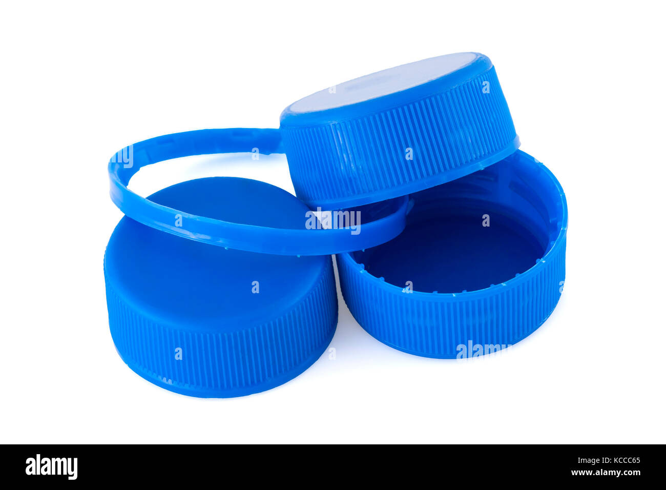 Three blue plastic bottle caps isolated on white background Stock Photo ...