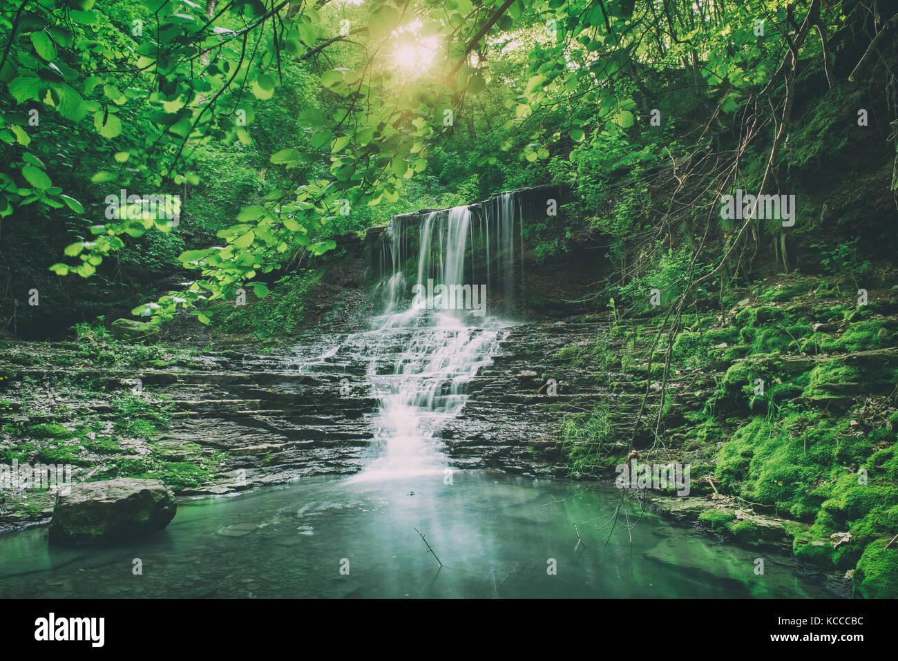 High mountain waterfall Stock Photo - Alamy